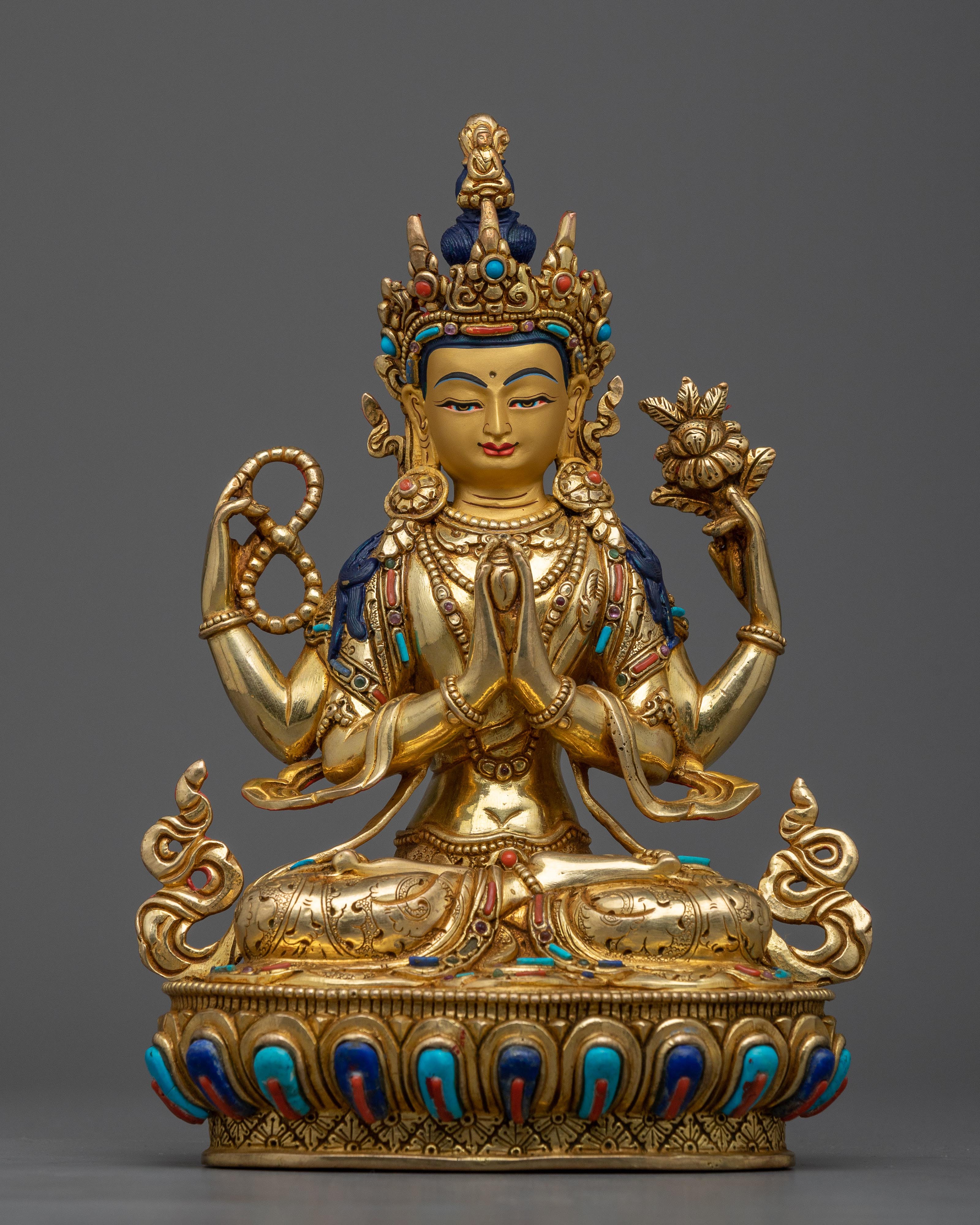 Chenrezig Deity of Compassion Statue | Himalayan Religious Art