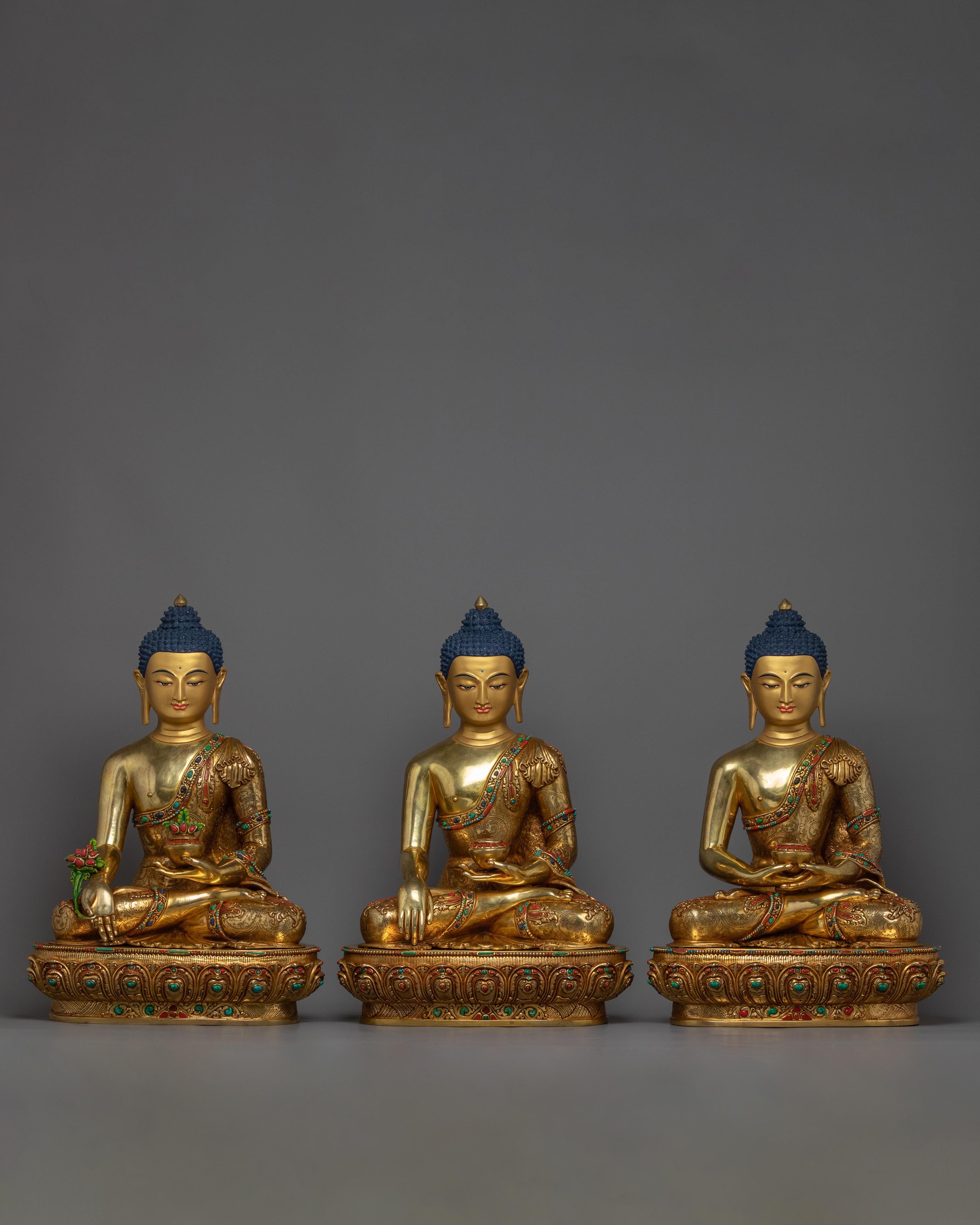Invoke Serenity with our Trio of Buddhas, Three Buddha Statue | Himala